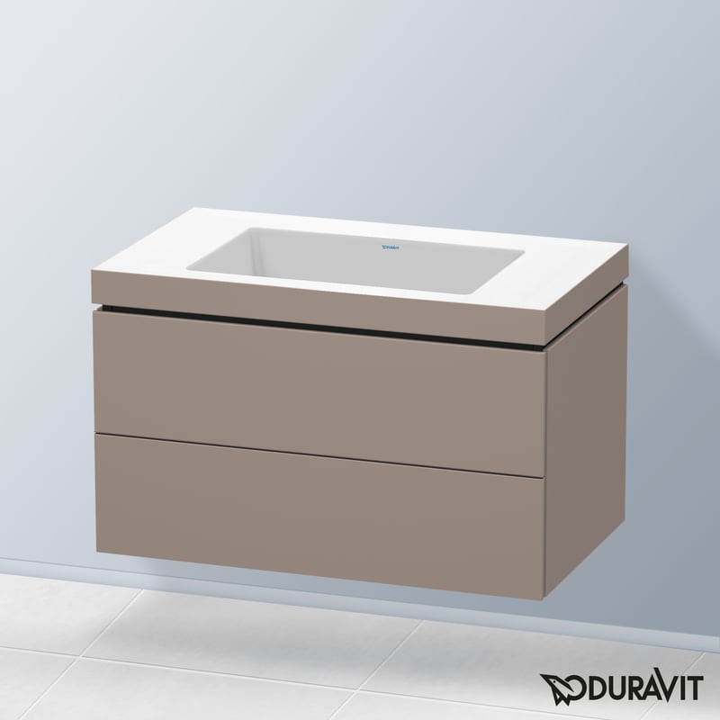 Duravit L-Cube Schrank mit Vero Air Waschtisch, 2 Auszüge basalt matt ...