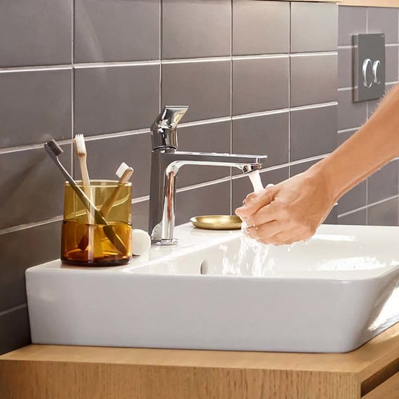 hansgrohe Rebris E Waschtischarmatur 110 CoolStart mit EcoSmart, chrom ...