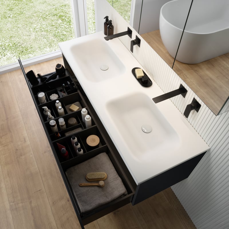 rivea Dia Unterschrank B: 141 cm mit 1 Auszug, Doppelwaschtisch ohne ...