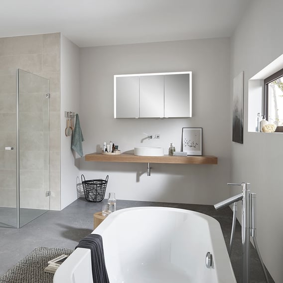 Sprinz Elegant Line 2.0 Spiegelschrank, 3 Türen Aufputz, aluminium matt ...