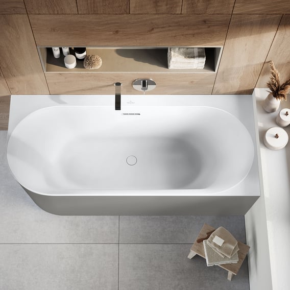 Villeroy & Boch Embrace Eck-Badewanne mit Verkleidung stone white ...