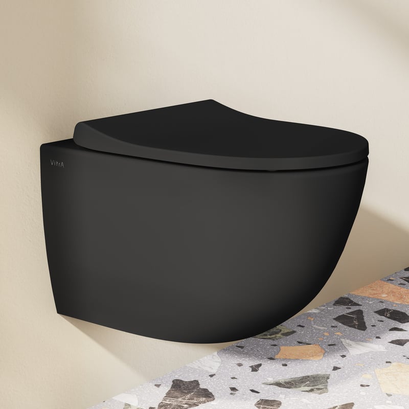 VitrA Sento WC-Sitz mit Absenkautomatik & abnehmbar, schwarz matt - 130 ...
